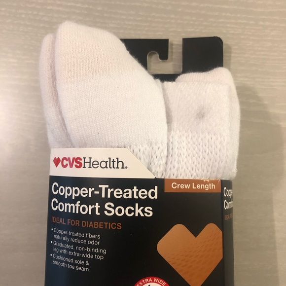 Underwear & Socks | Cvs Coppertreated Comfort Crew Socks 3 Pair White ...